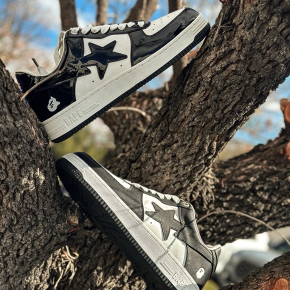Shoes | Bape Sta Patent Leather Black And White | Poshmark